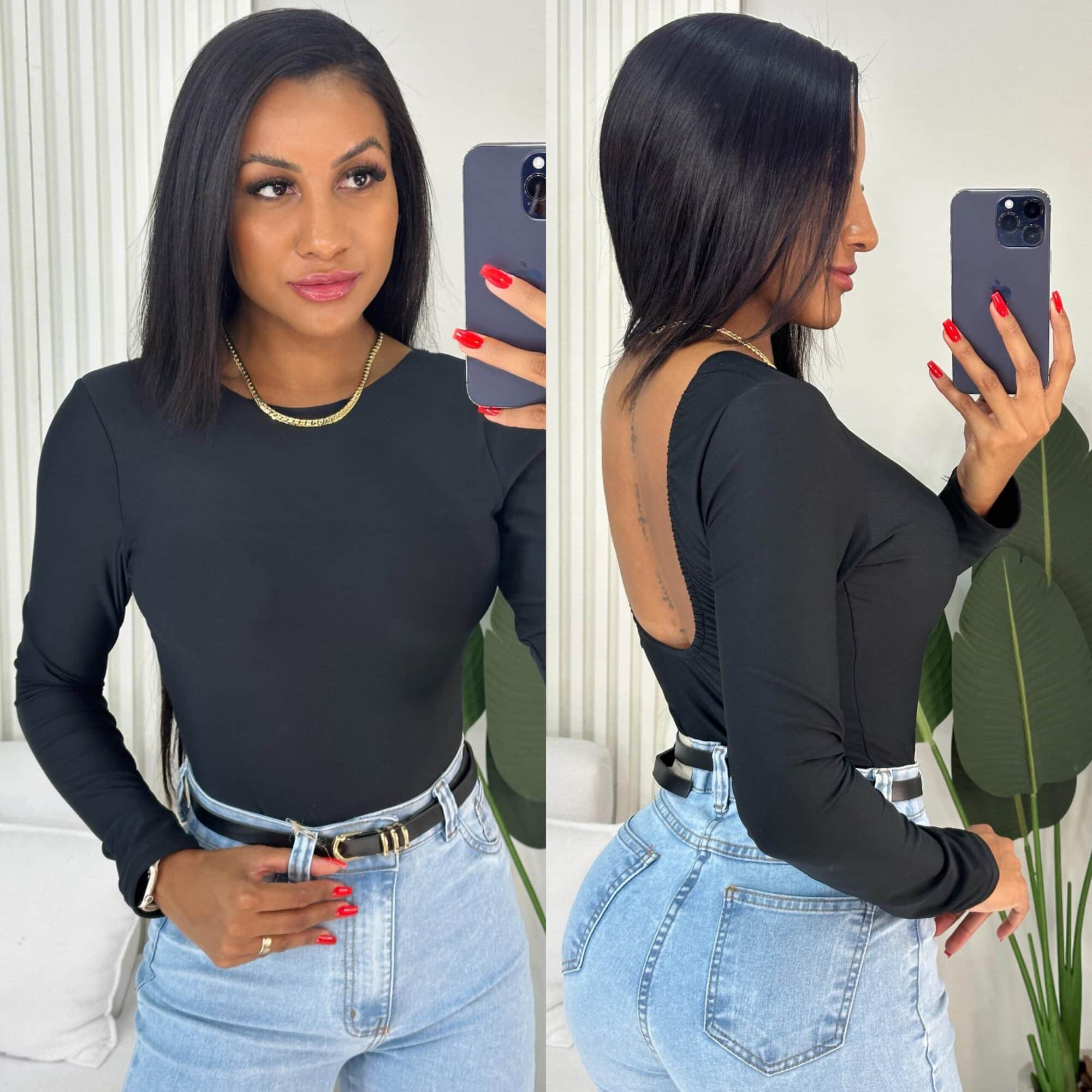 BODY COSTAS NUAS (PRETO) - Imperio da Moda